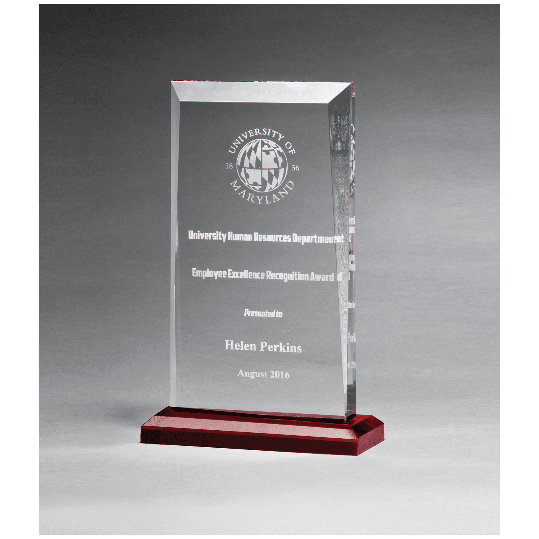Apex Series Clear Acrylic Award with Red Highlights and Red Base ...